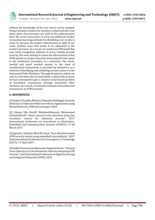 ATM Security System Based on the Video Surveillance Using Neural Networks | PDF