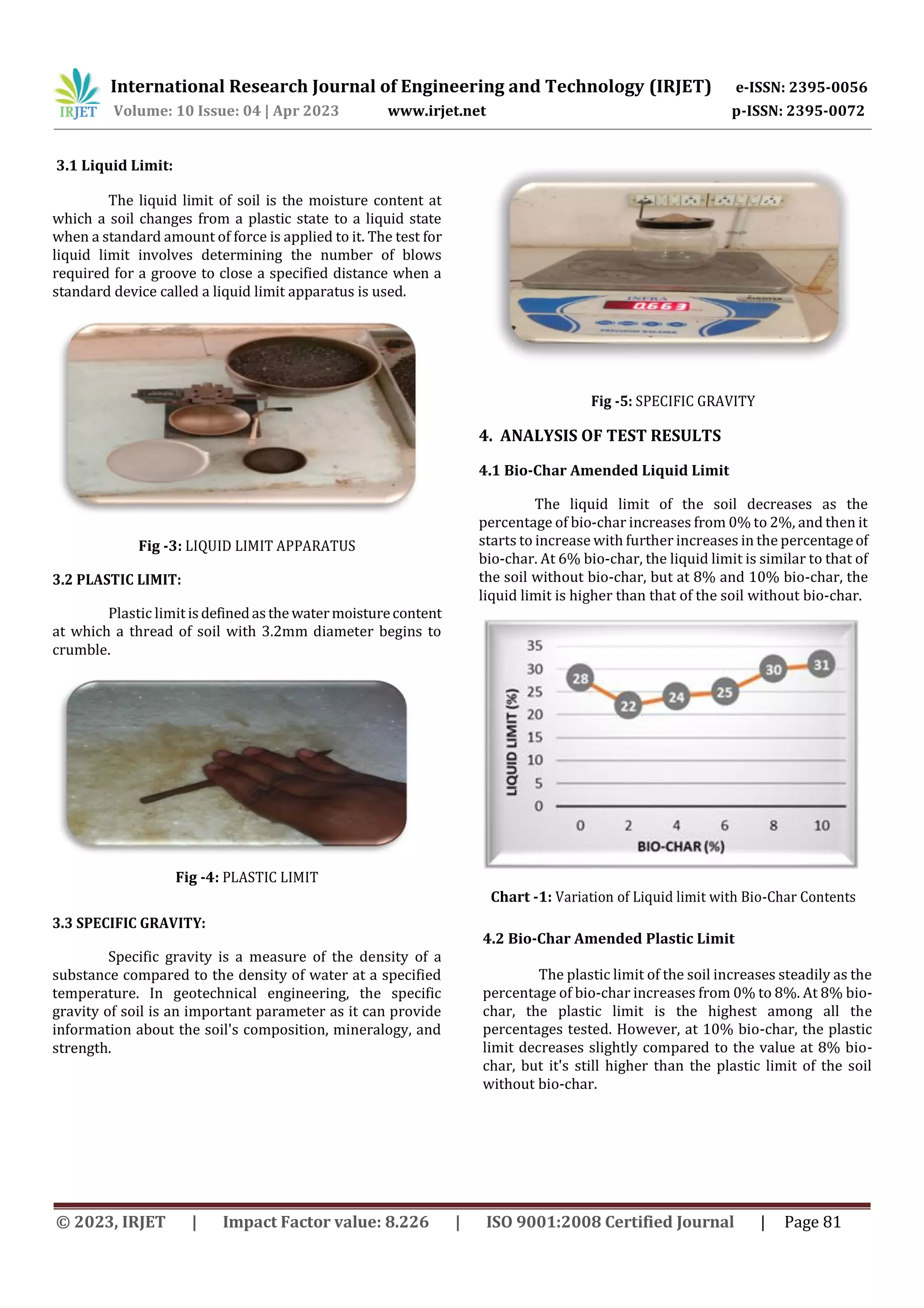 Effect of Bio-Char on geotechnical properties of Red moorum Soil | PDF