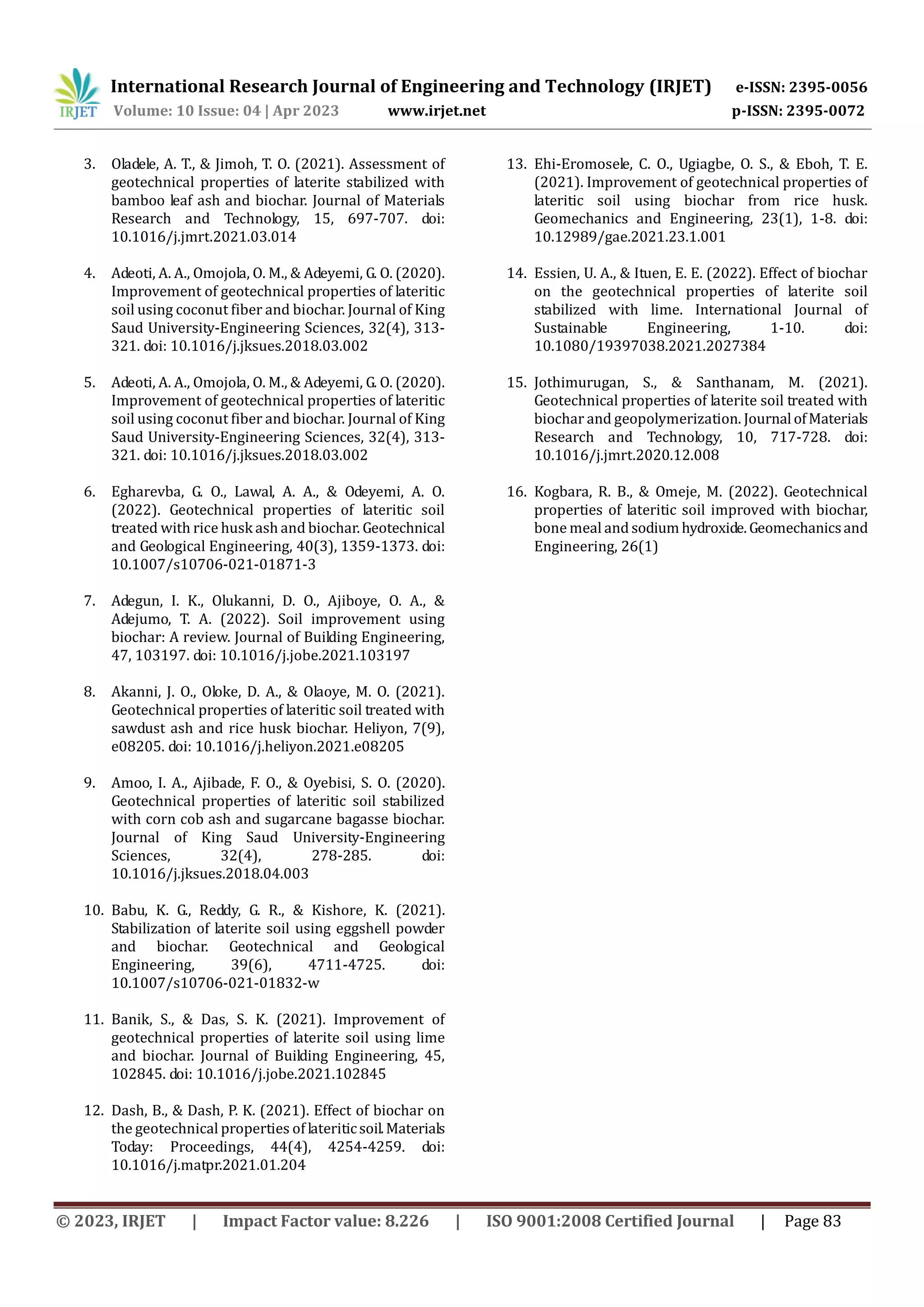 Effect of Bio-Char on geotechnical properties of Red moorum Soil | PDF