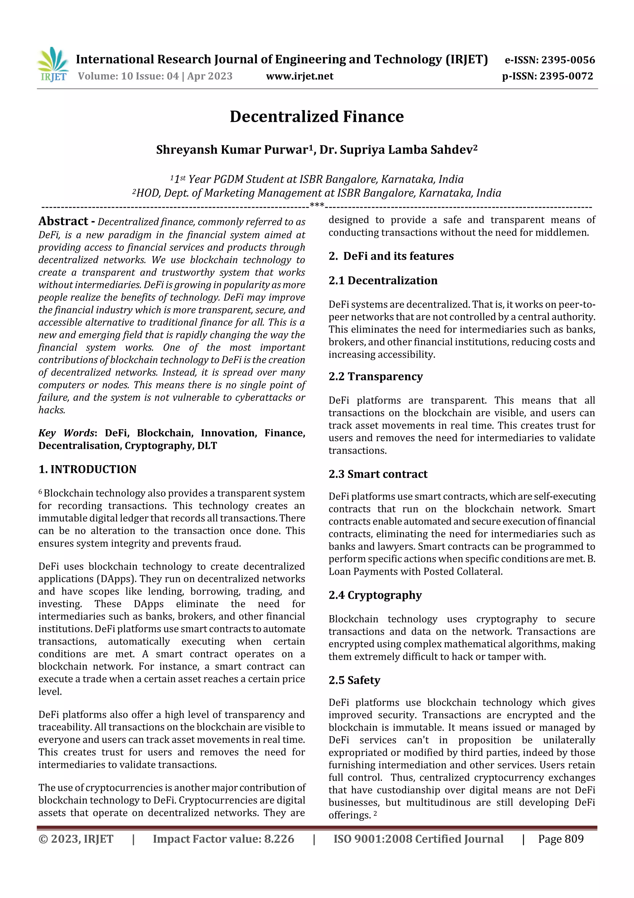 Decentralized Finance | PDF