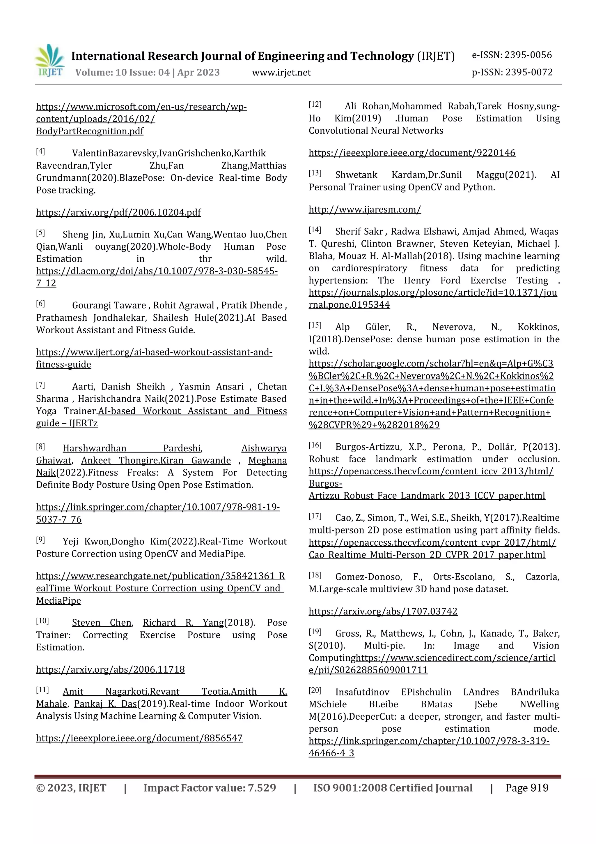 AI Personal Trainer Using Open CV and Media Pipe | PDF