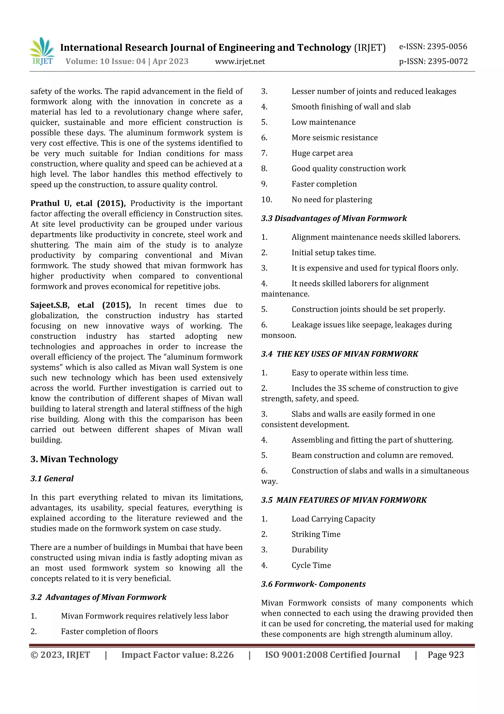 Mivan Formwork in Construction | PDF