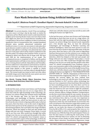 Face Mask Detection System Using Artificial Intelligence | PDF