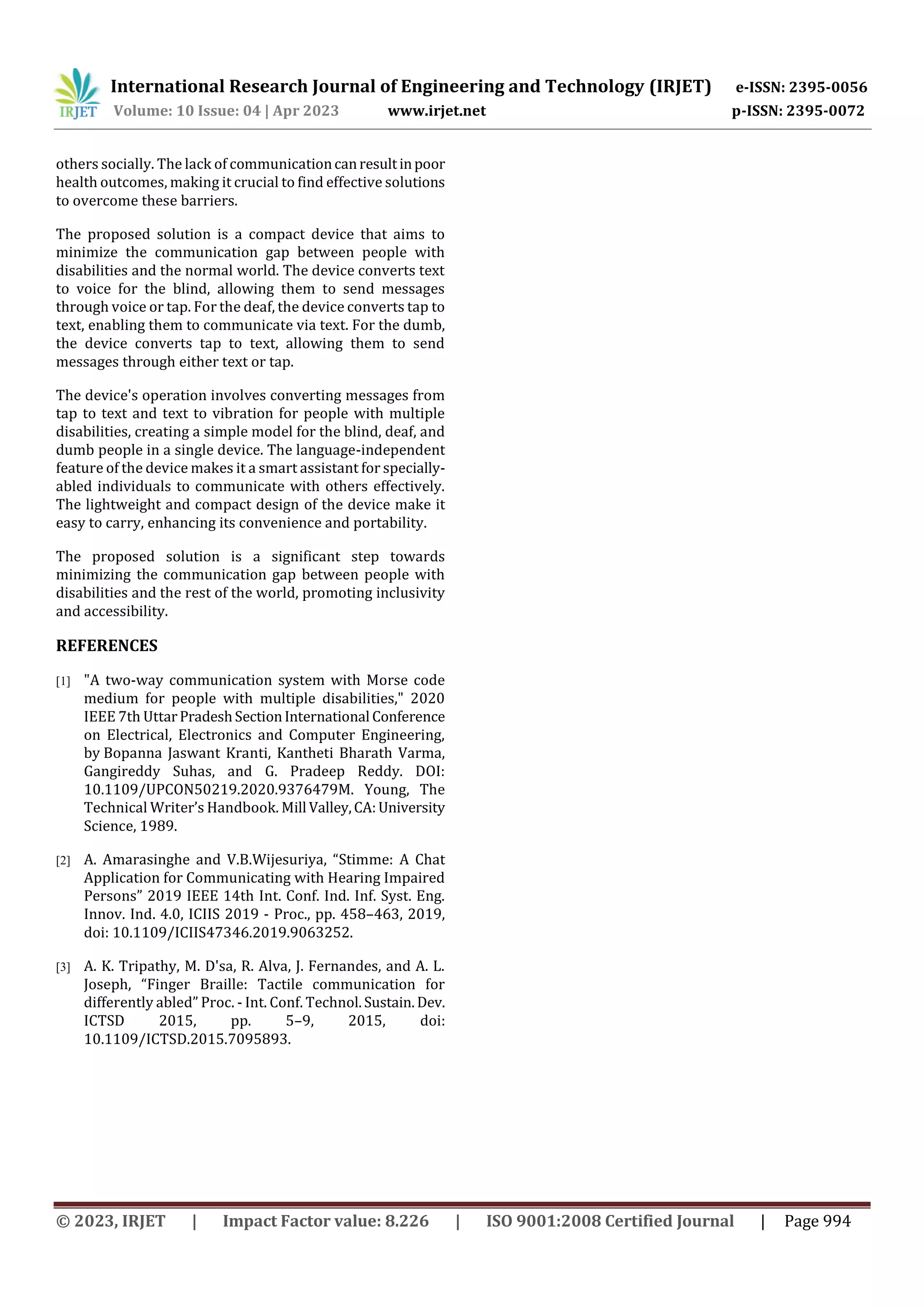 Two Way Communication System with Binary Code Medium for People with ...