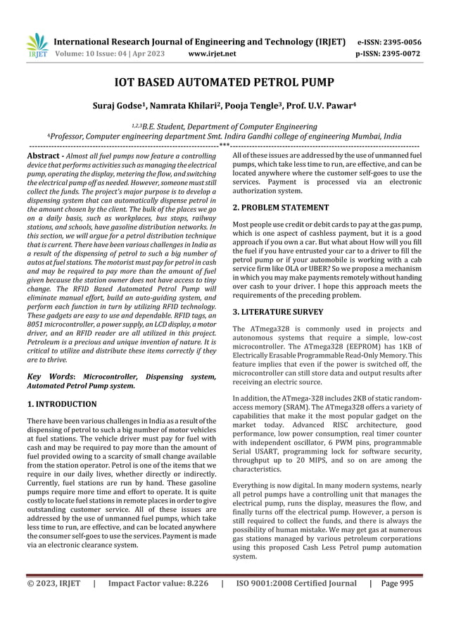 IOT BASED AUTOMATED PETROL PUMP | PDF