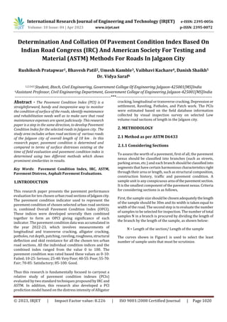 Determination And Collation Of Pavement Condition Index Based On Indian ...