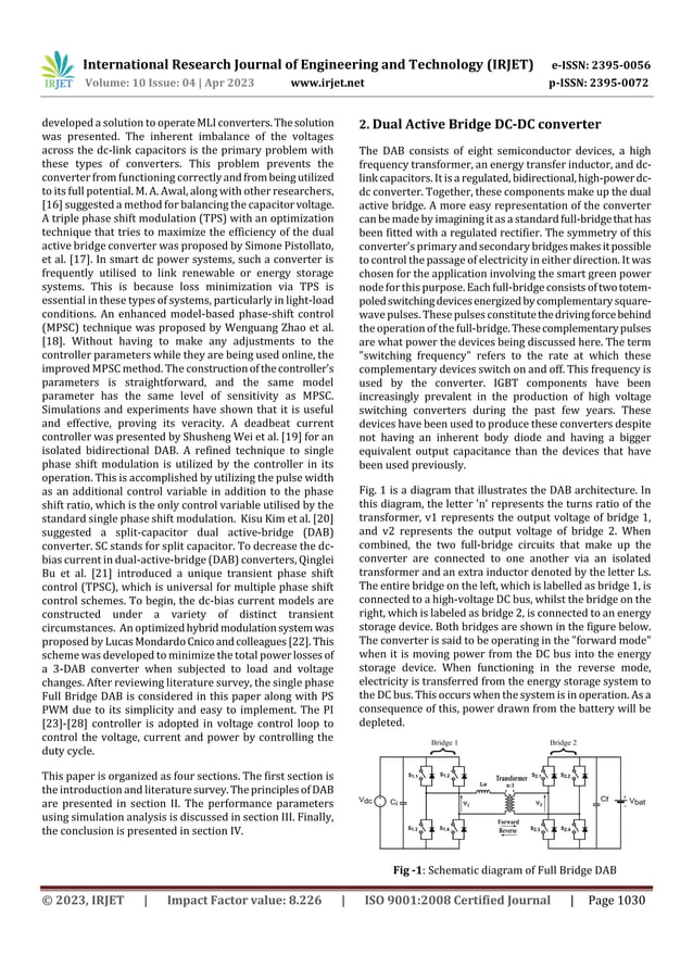 PERFORMANCE EXPLORATION OF SINGLE PHASE DAB DC-DC CONVERTER UNDER LOAD ...
