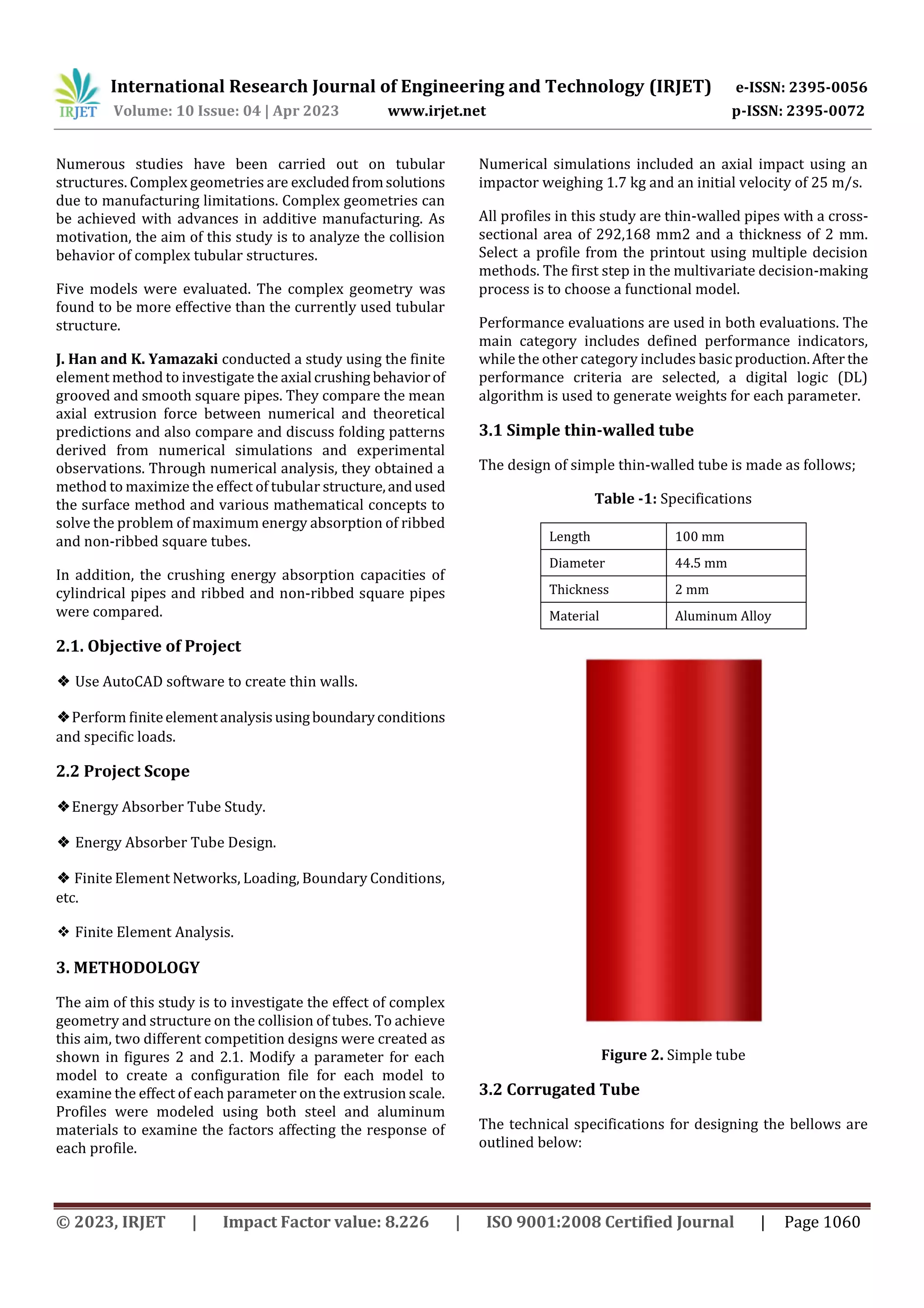 Design a Corrugated Tube for Energy Absorption | PDF