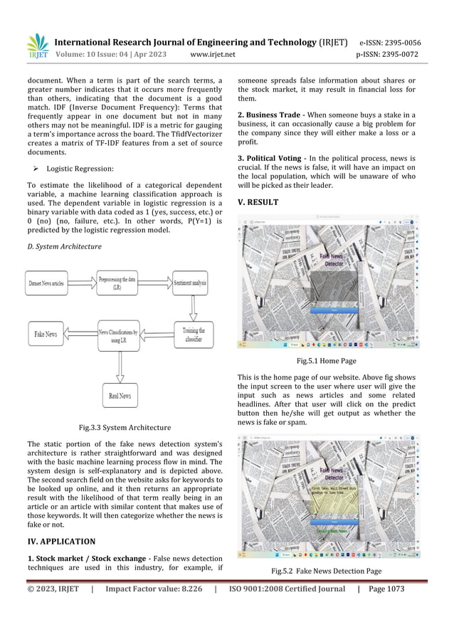 Development of a Web Application for Fake News Classification using Machine learning | PDF