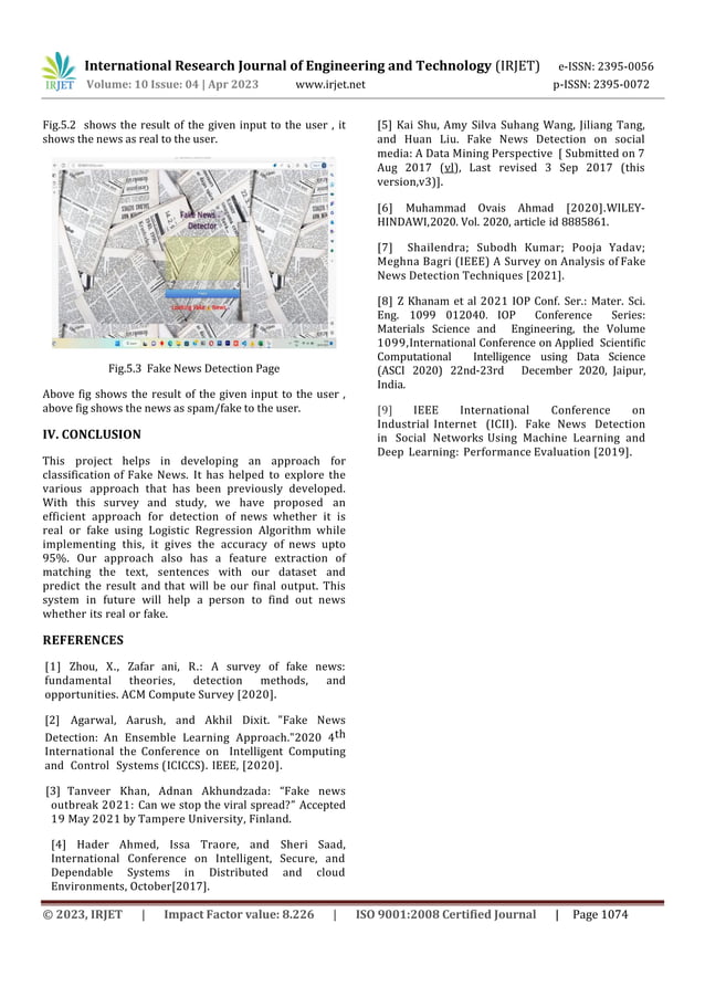 Development of a Web Application for Fake News Classification using Machine learning | PDF