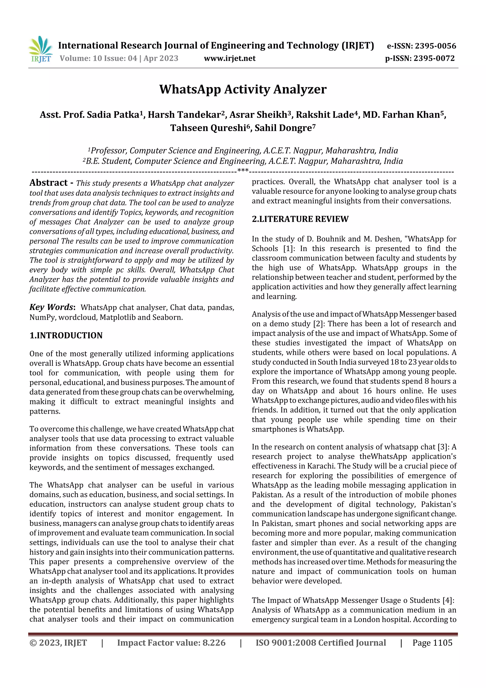 Whatsapp Activity Analyzer Pdf