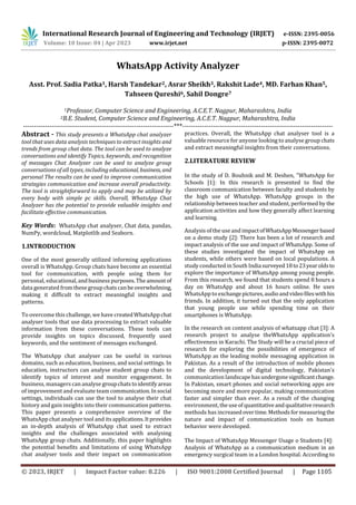 WhatsApp Activity Analyzer | PDF