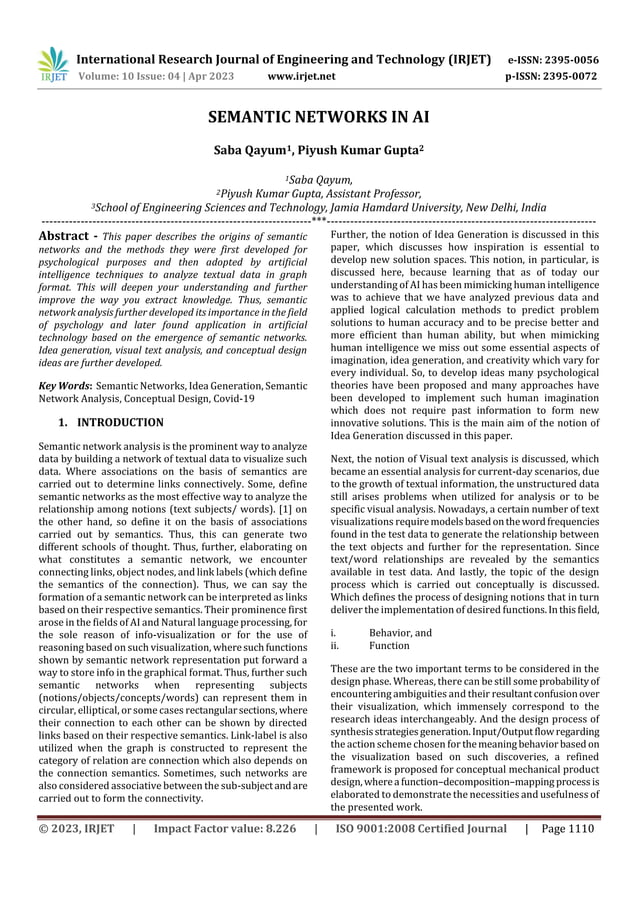 SEMANTIC NETWORKS IN AI | PDF | Artificial Intelligence | Technology & Computing