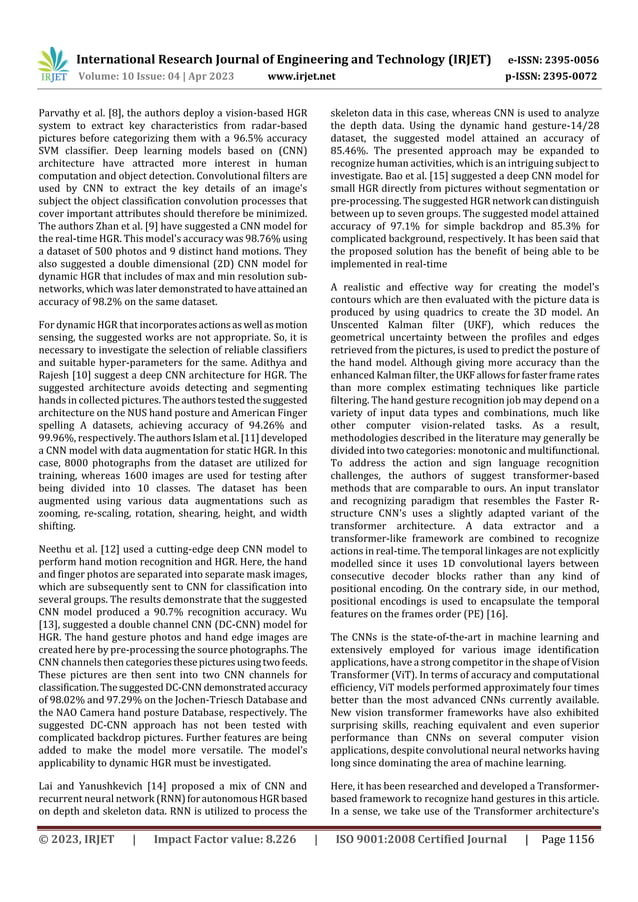 Indian Sign Language Recognition using Vision Transformer based Convolutional Neural Network | PDF