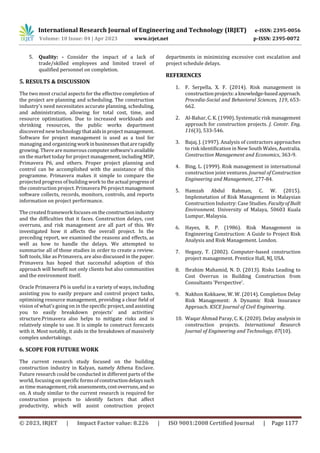 Risk Management and Cost Overruns due to delays in Construction Project ...