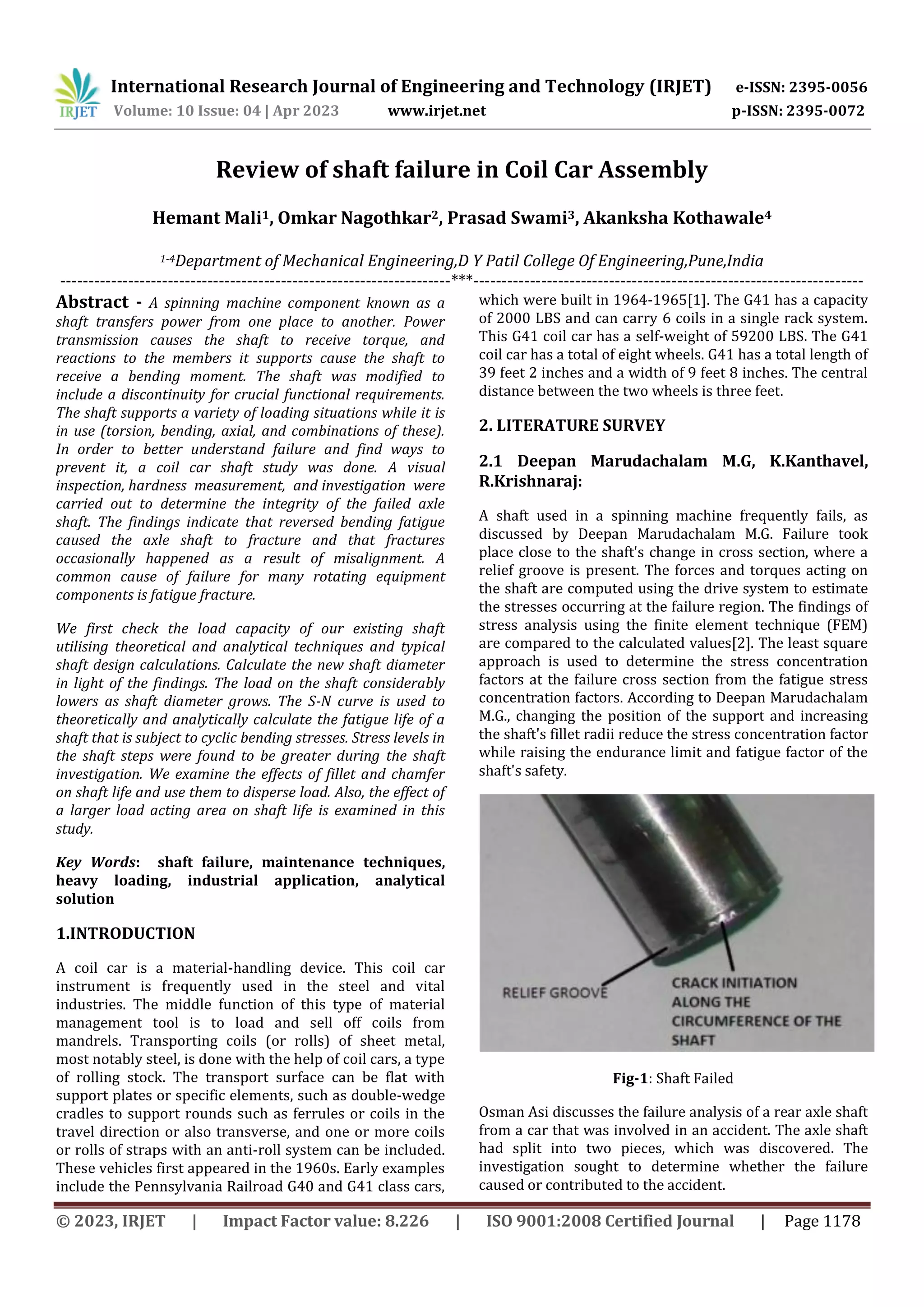 Review of shaft failure in Coil Car Assembly | PDF