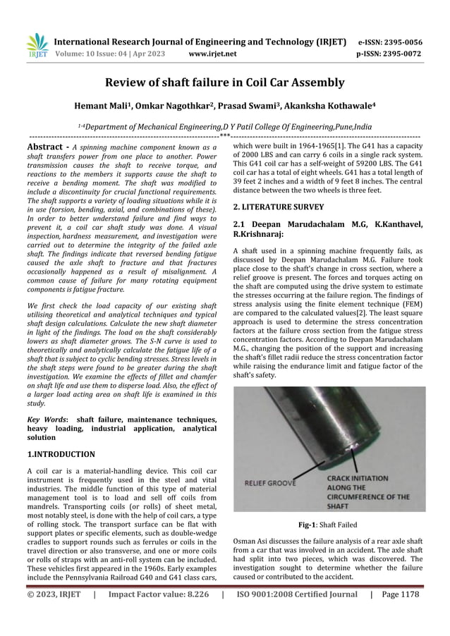Review of shaft failure in Coil Car Assembly | PDF