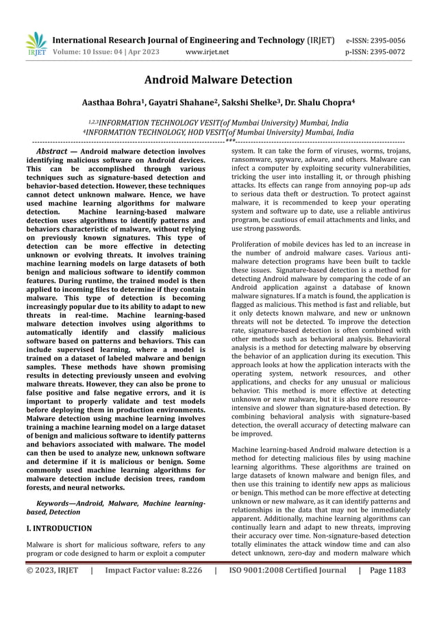 Android Malware Detection | PDF
