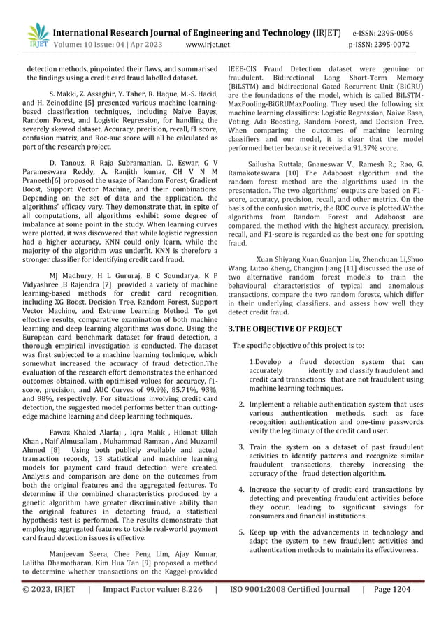 CREDIT CARD FRAUD DETECTION AND AUTHENTICATION SYSTEM USING MACHINE ...