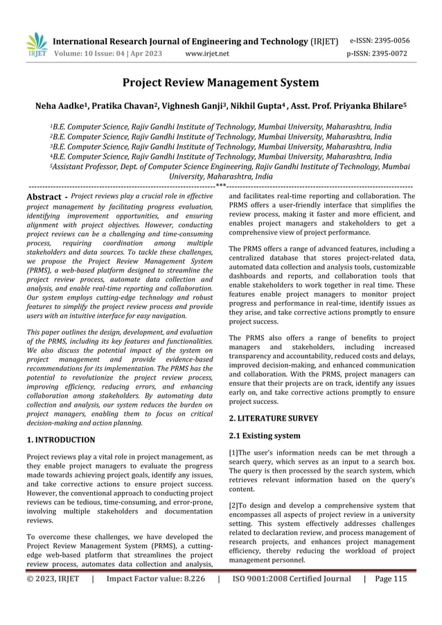 Project Review Management System | PDF