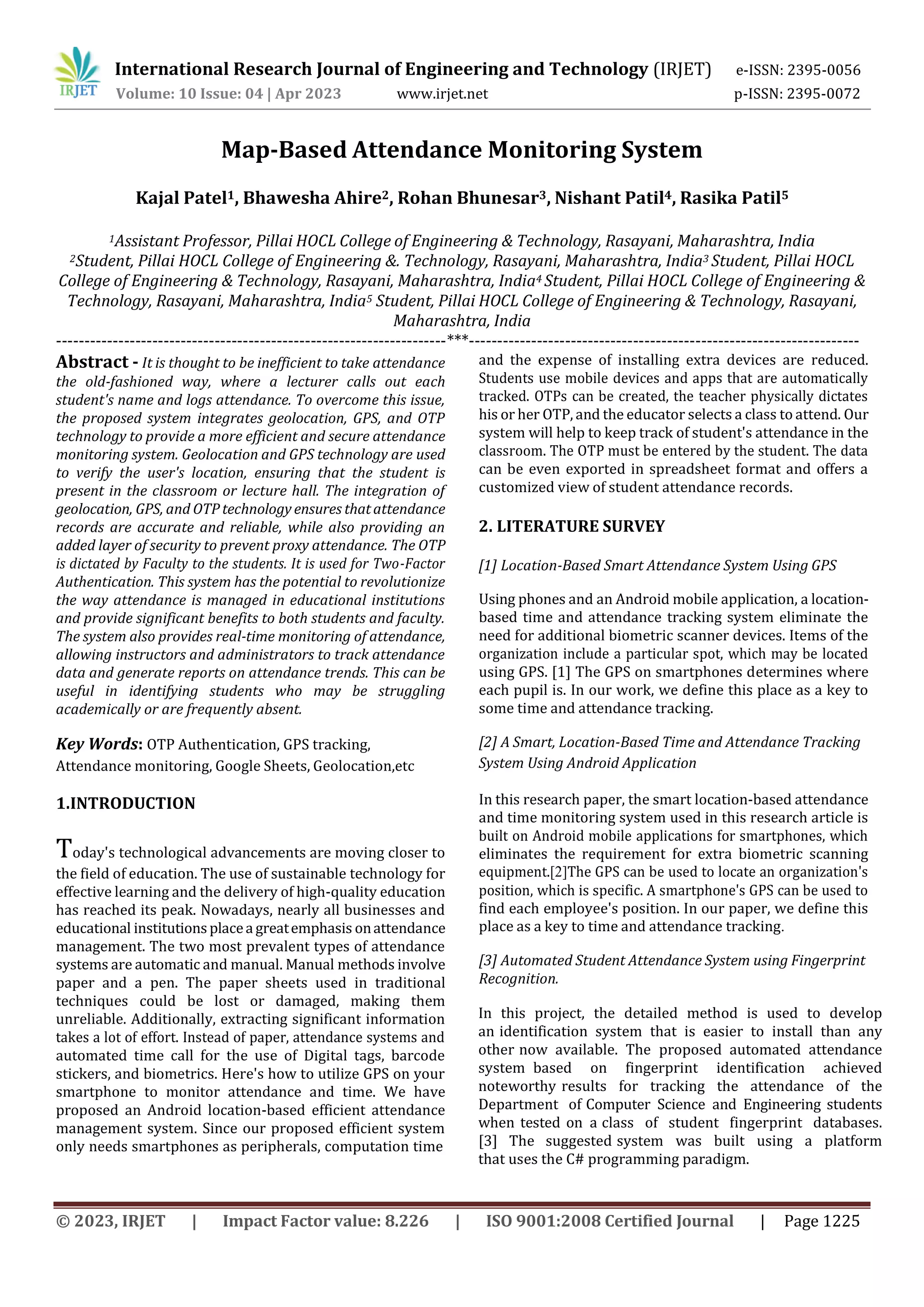 Map-Based Attendance Monitoring System | PDF | Computing | Technology & Computing