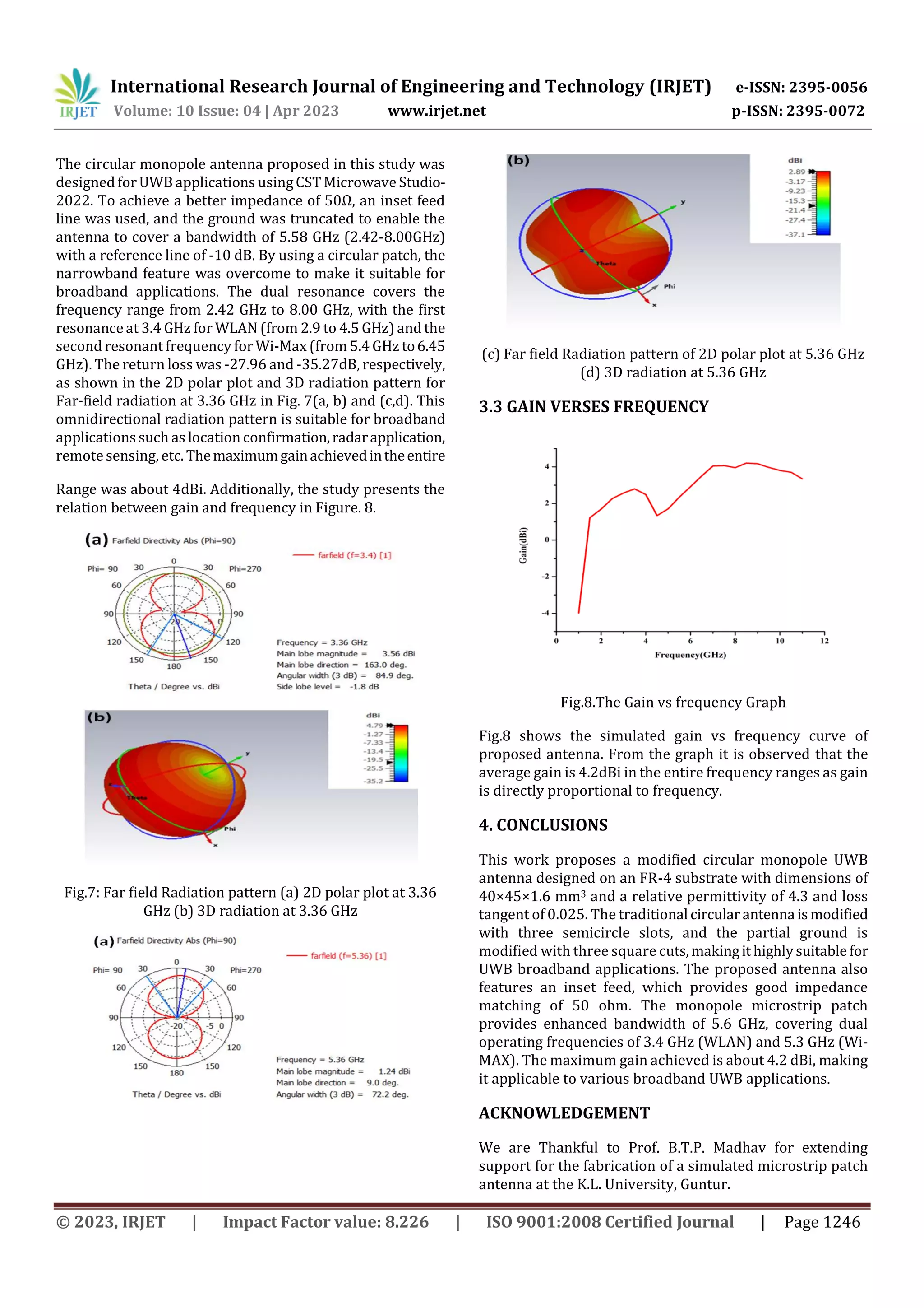 Design And Performance Analysis Of An Inset Feed And Slot Configuration On Circular Patch Ultra