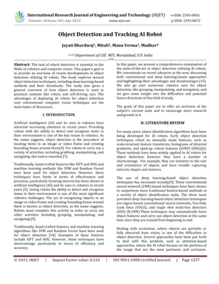 Object Detection and Tracking AI Robot | PDF | Robotics | Technology & Computing