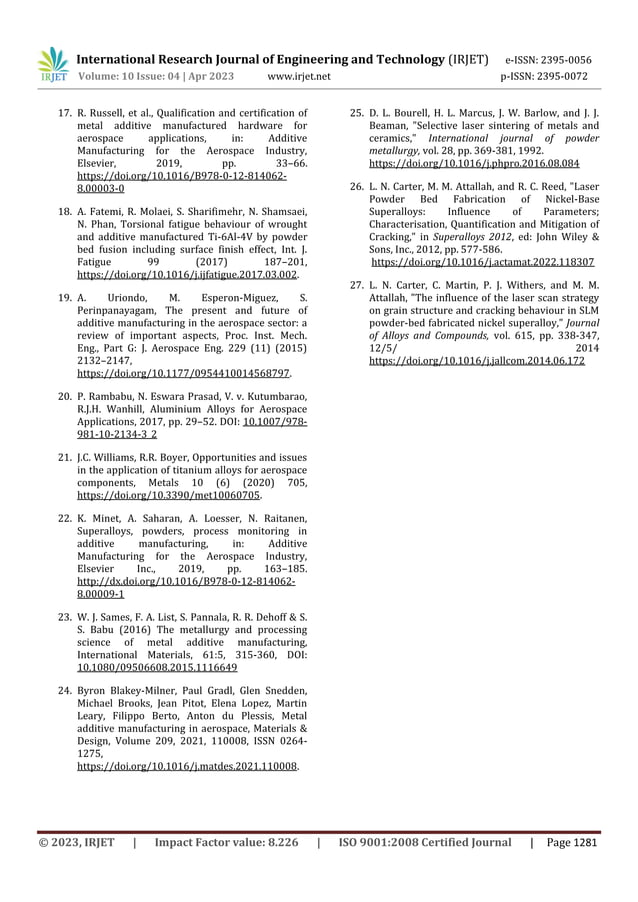Metal Additive Manufacturing: Processes, Applications in Aerospace, and Anticipated Hurdles - A ...