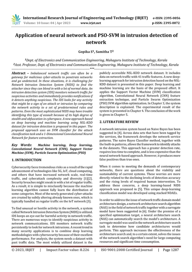 Application of neural network and PSO-SVM in intrusion detection of network | PDF | Information ...