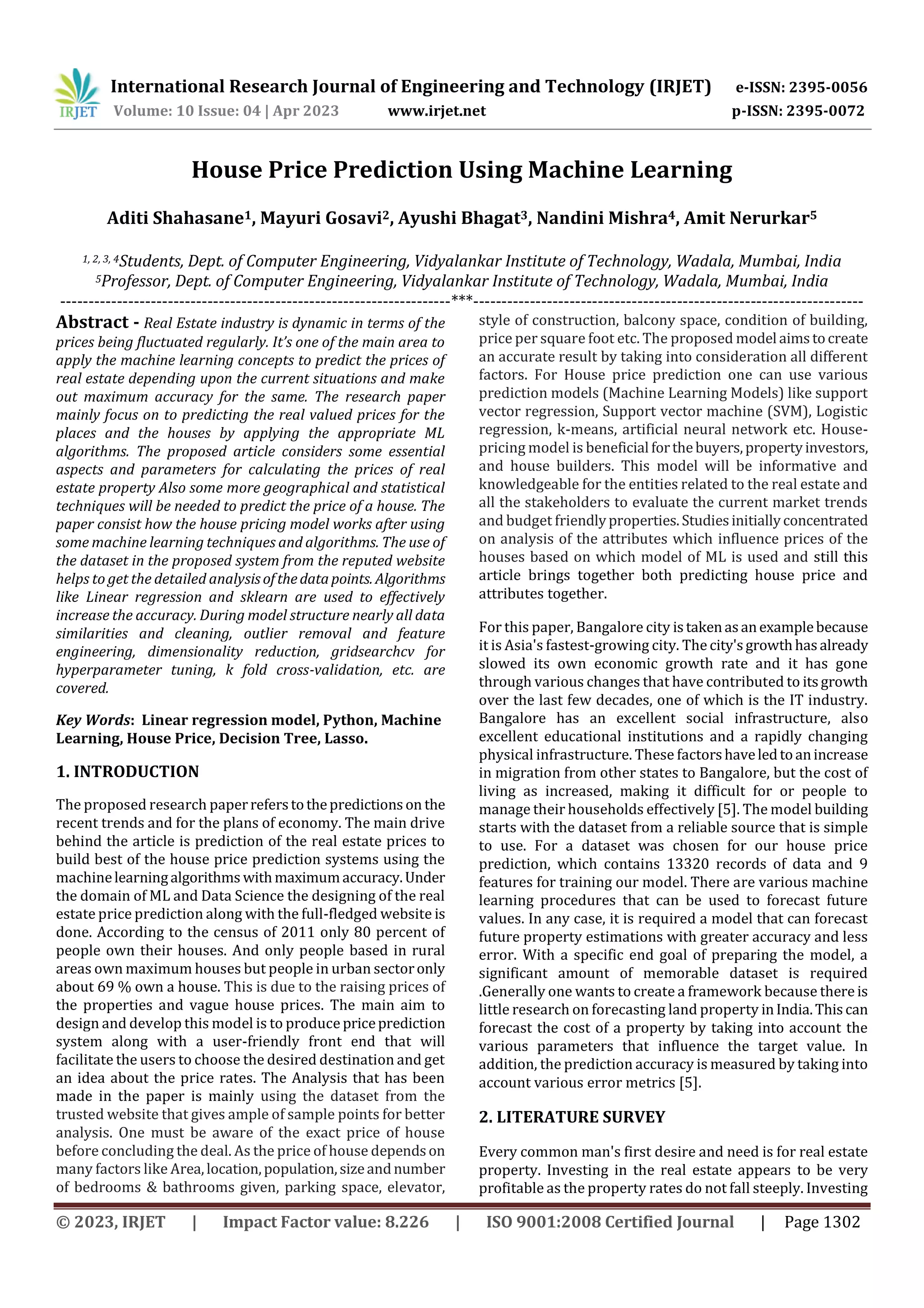 House Price Prediction Using Machine Learning | PDF