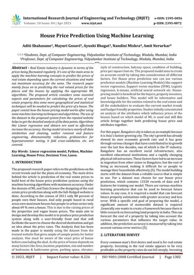 House Price Prediction Using Machine Learning | PDF