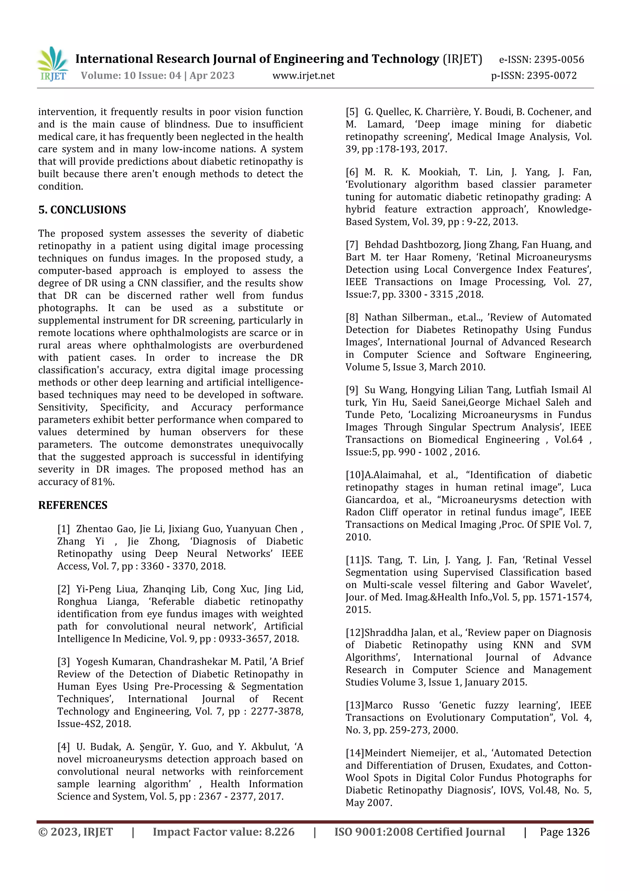 Automatic Detection Of Severity Grading In Diabetic Retinopathy Using