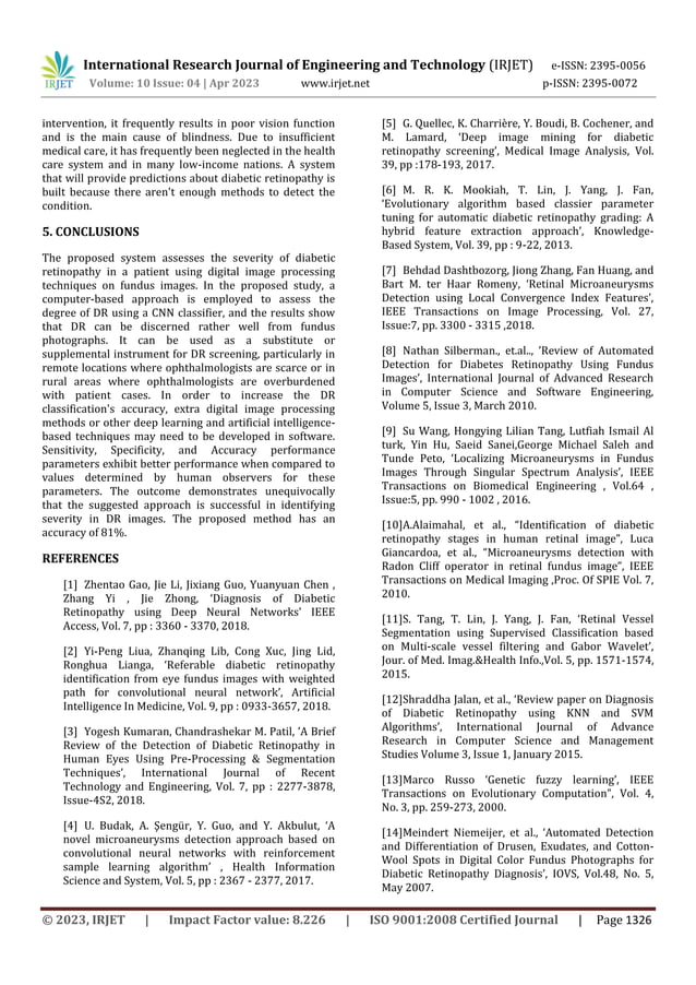 AUTOMATIC DETECTION OF SEVERITY GRADING IN DIABETIC RETINOPATHY USING CONVOLUTIONAL NEURAL ...