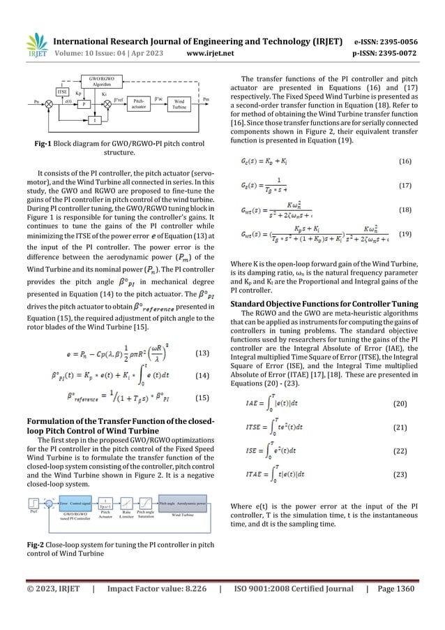 MODIFIED GWO UPDATING PARAMETER FOR TUNING OF PITCH CONTROL OF FIXED SPEED WIND TURBINE | PDF