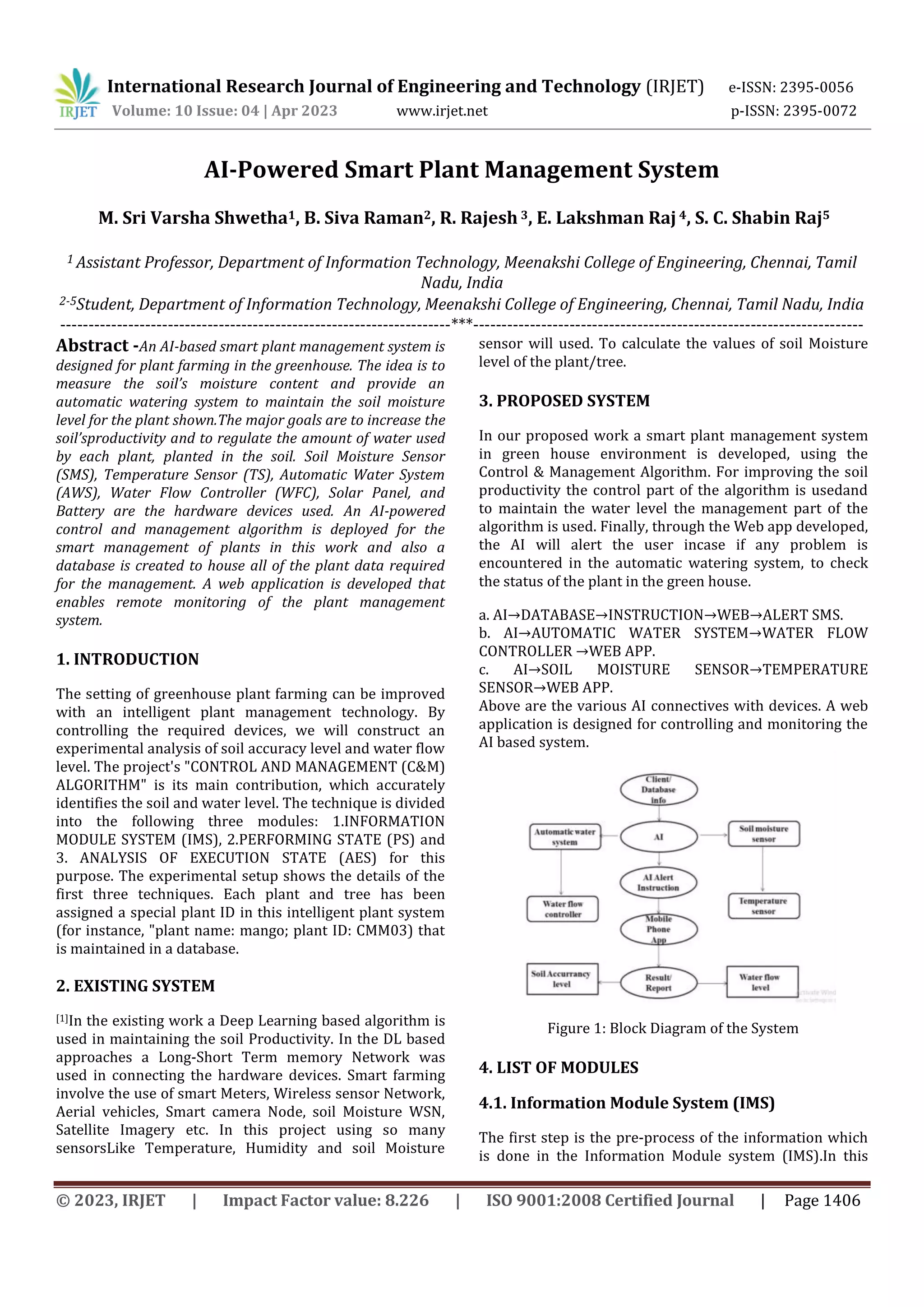 AI-Powered Smart Plant Management System | PDF