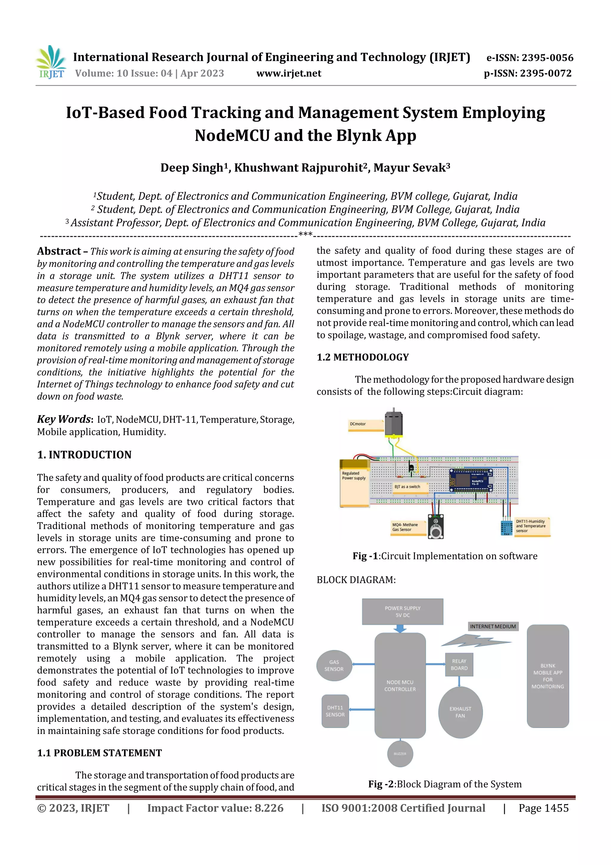 IoT-Based Food Tracking and Management System Employing NodeMCU and the ...