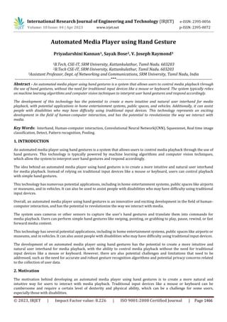 Automated Media Player using Hand Gesture | PDF