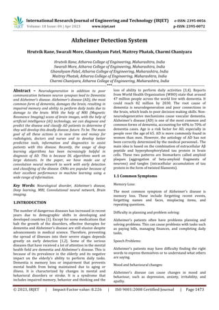 Alzheimer Detection System | PDF