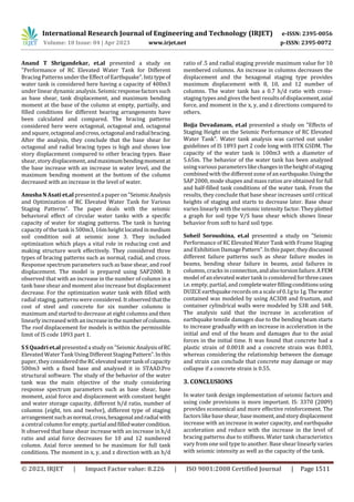 Performance of Overhead Water Tank with Staging under Seismic ...