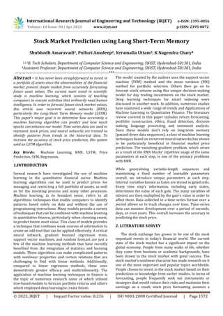 Stock Market Prediction using Long Short-Term Memory | PDF | Stocks and Bonds | Personal Investing