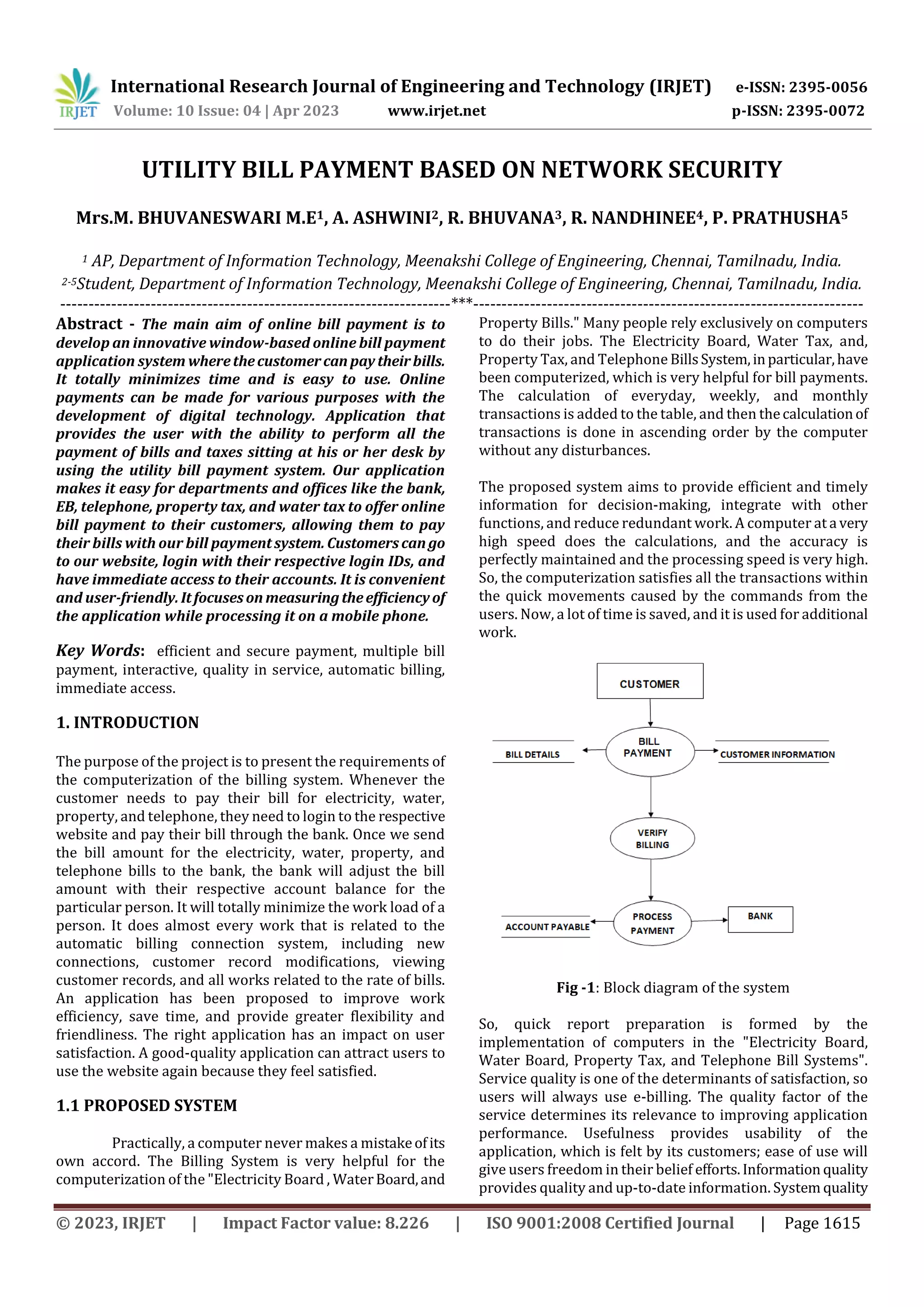 UTILITY BILL PAYMENT BASED ON NETWORK SECURITY | PDF | Databases | Computer Software and ...