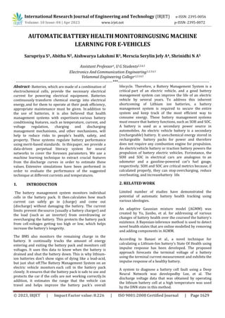 AUTOMATIC BATTERY HEALTH MONITORINGUSING MACHINE LEARNING FOR E ...