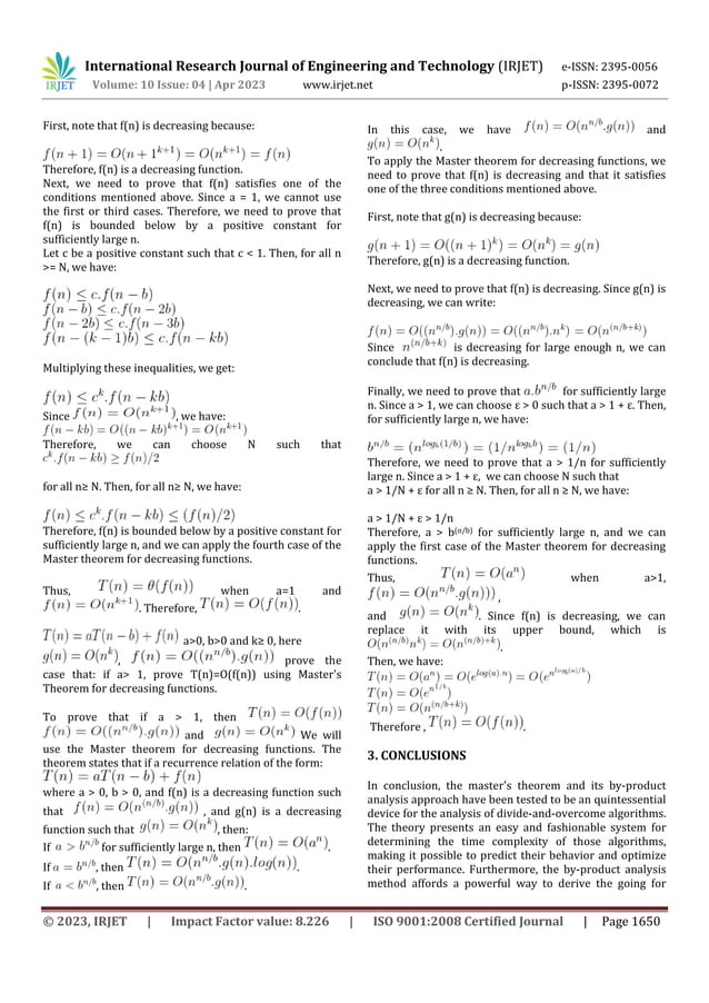 Master’s theorem Derivative Analysis | PDF