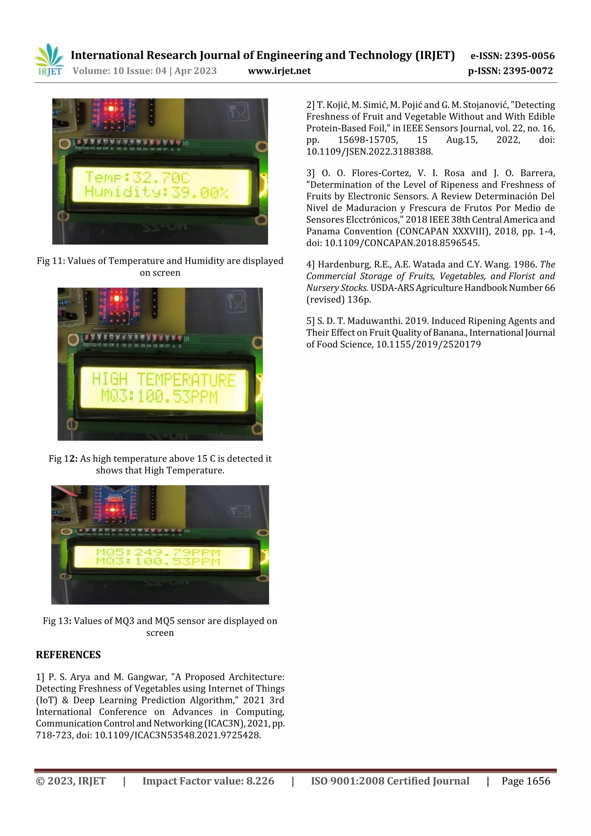 IOT Based Monitoring of Fruit Freshness Using Arduino Nano | PDF