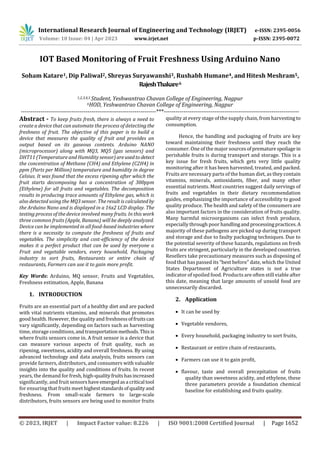 IOT Based Monitoring of Fruit Freshness Using Arduino Nano | PDF