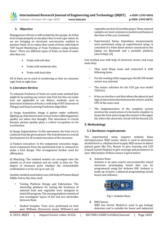 IOT Based Monitoring of Fruit Freshness Using Arduino Nano | PDF | Home Appliances | Home & Garden