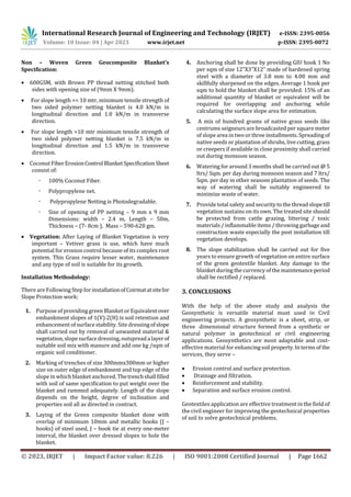 “Study of Geosynthetics and use of Non – Woven Green Geocomposite ...