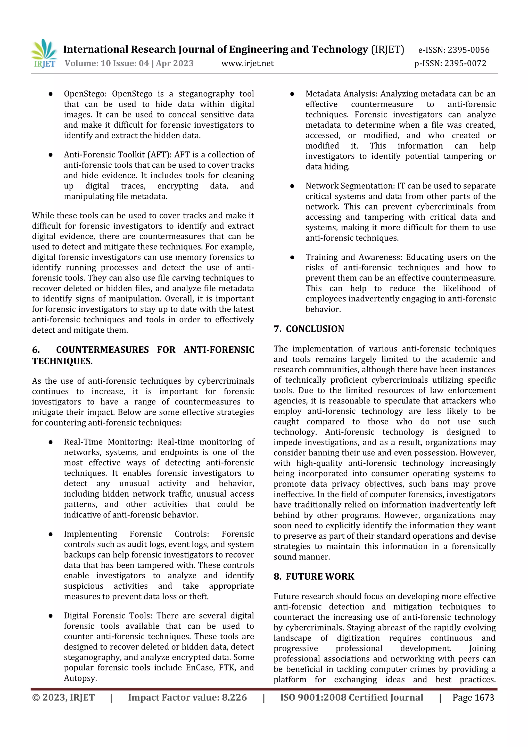 Anti-Forensic Techniques and Its Impact on Digital Forensic | PDF