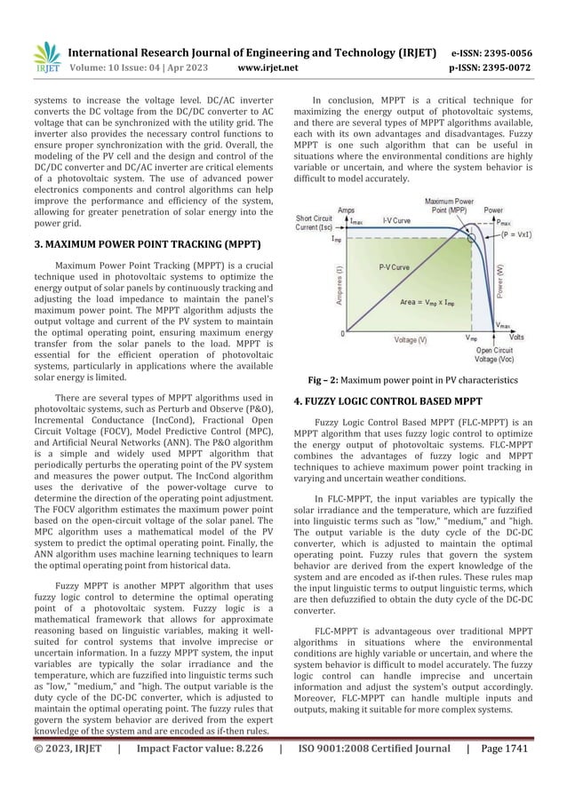 Modeling Of Solar System With Mppt Based Inverter Synchronization With Grid In Simulation Pdf 