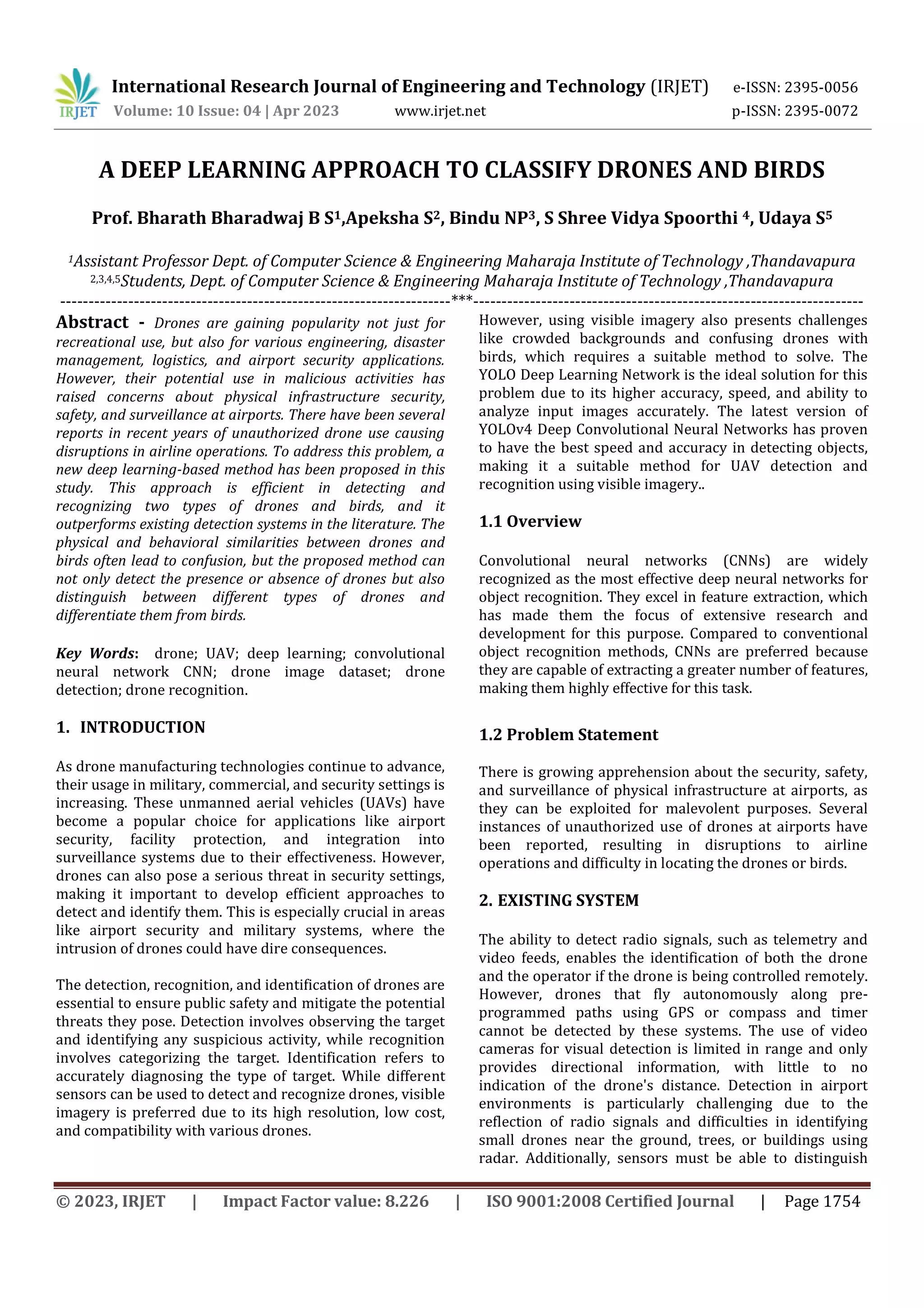A DEEP LEARNING APPROACH TO CLASSIFY DRONES AND BIRDS | PDF | Aviation Industry | Industries